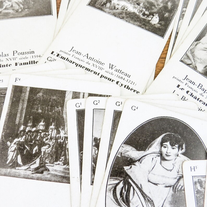 Antique French Card Game The Famous Painters of France 4 Card | Etsy