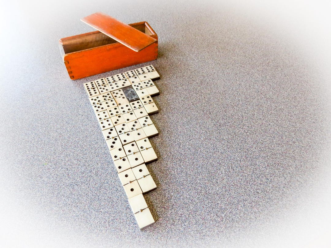 Antique French Domino Set Complete From France Bone, Top Surface of the ...