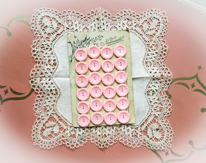 French Vintage Button Card With Pink Buttons. Original and Complete as ...