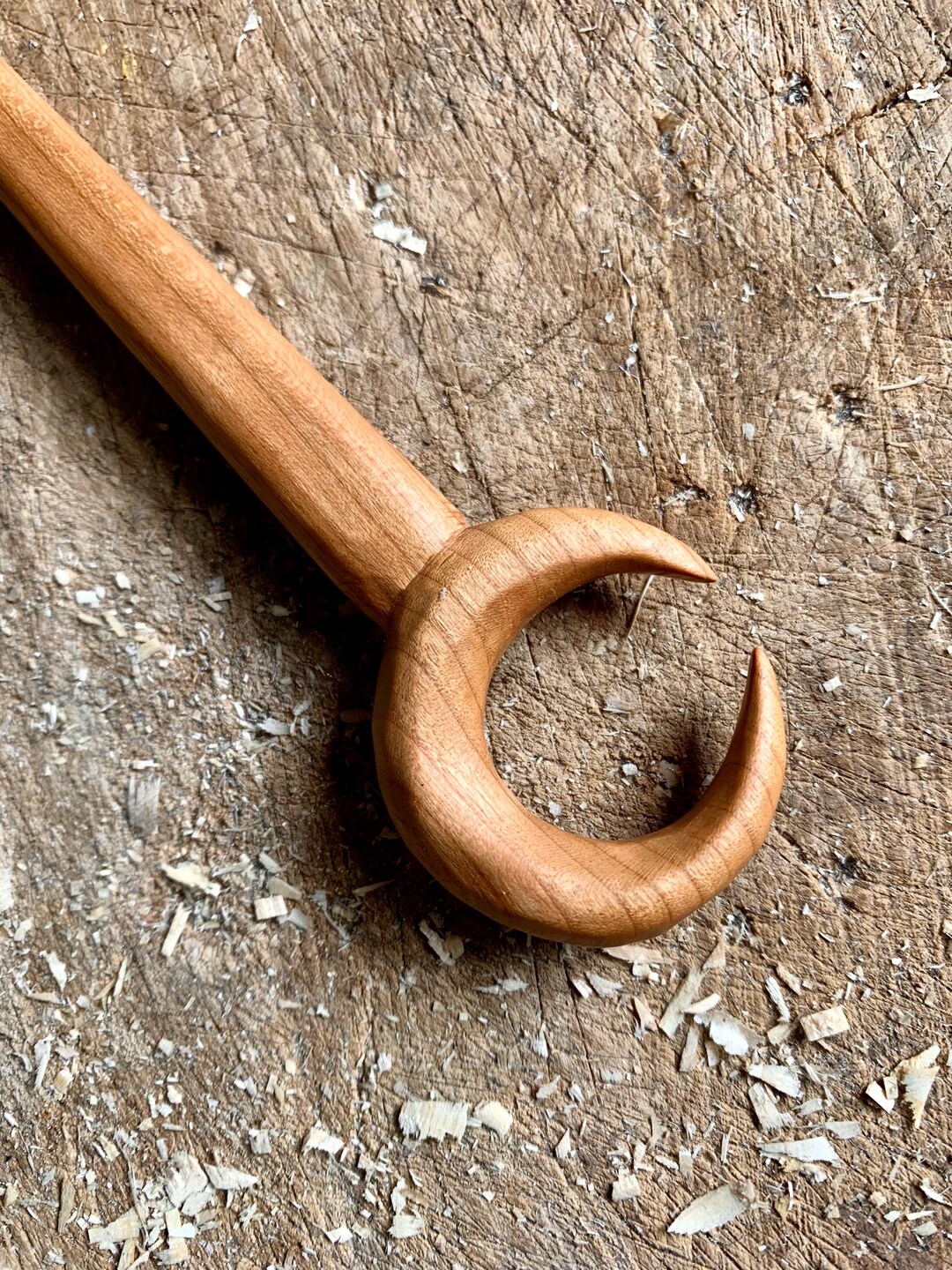 Hand Carved Crescent Moon Hair Stick - Etsy