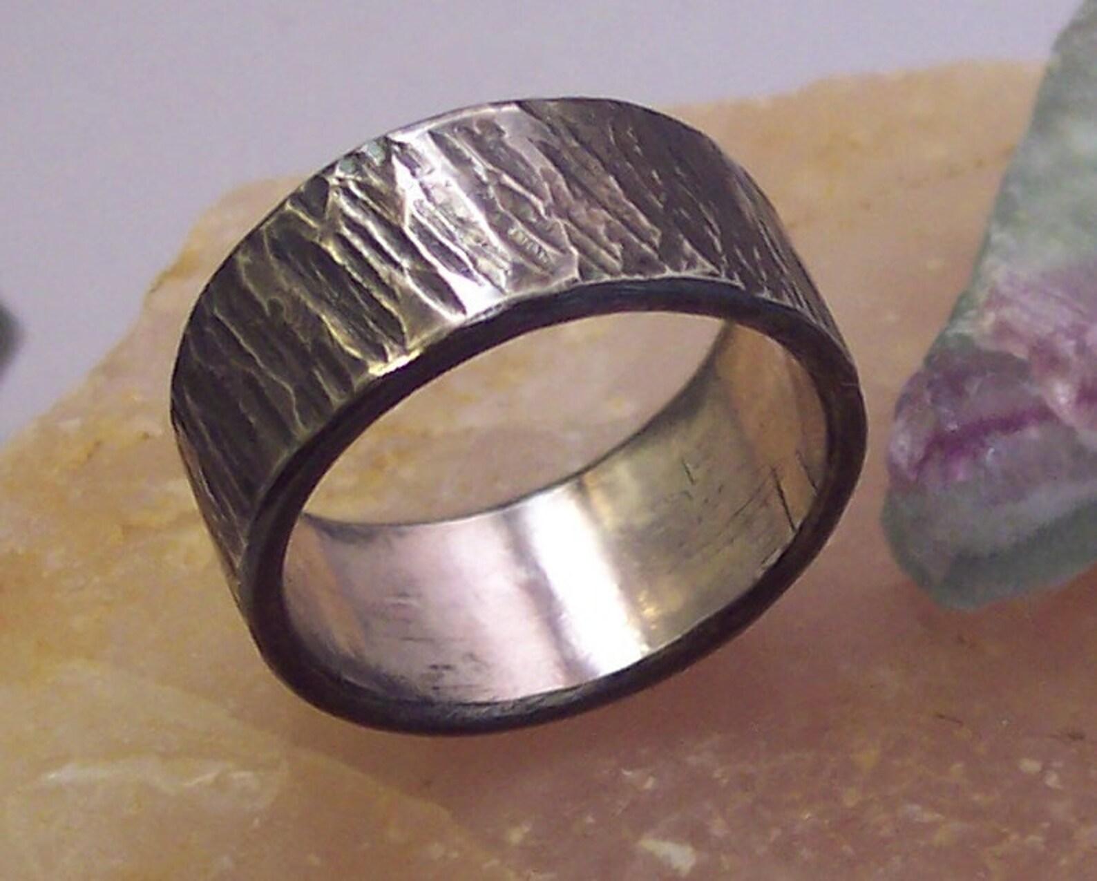 Sterling Silver Rustic Ring Mens Wedding Band Mens Rustic Ring | Etsy