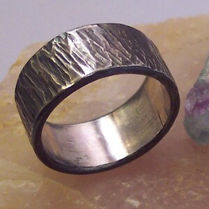 Sterling Silver Rustic Ring Mens Wedding Band Mens Rustic Ring Womens ...