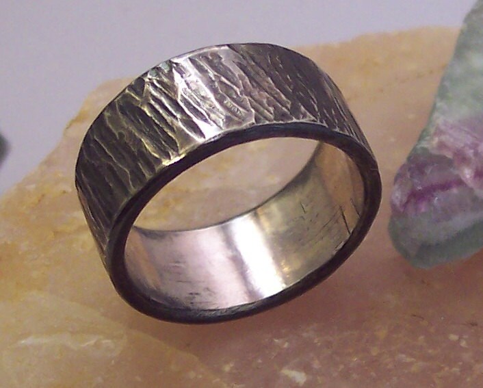 Sterling Silver Rustic Ring Mens Wedding Band Mens Rustic Ring - Etsy