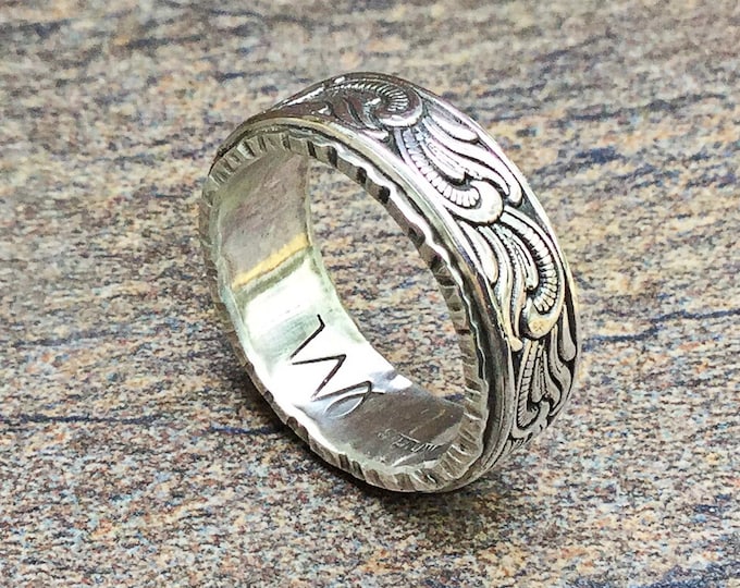 Paisley Western Silver Ring Rustic Sterling Silver Engagement Wedding ...