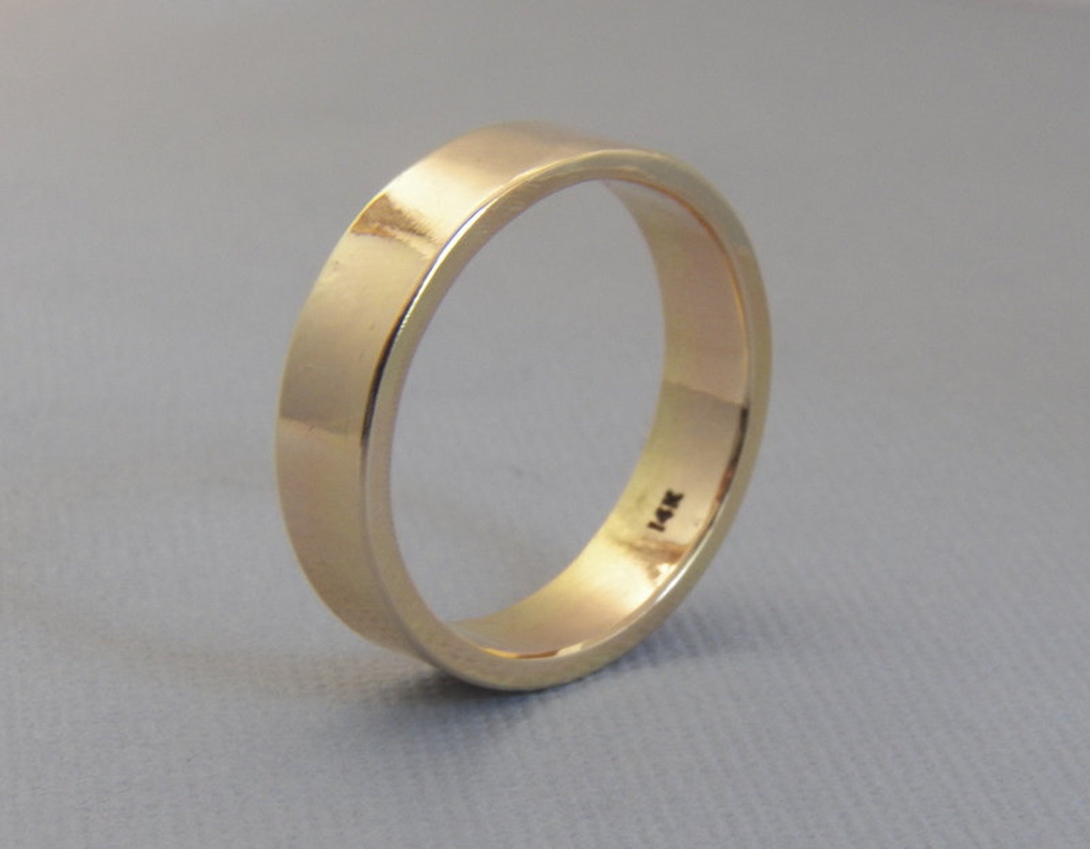 Gold Ring Band 14K Solid Gold Wedding Ring Band 5mm Wide - Etsy