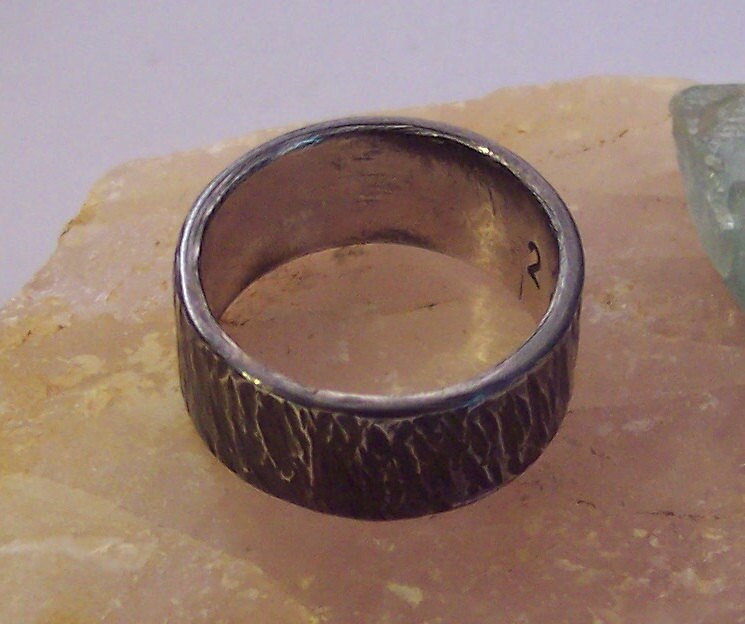 Sterling Silver Rustic Ring Mens Wedding Band Mens Rustic Ring - Etsy