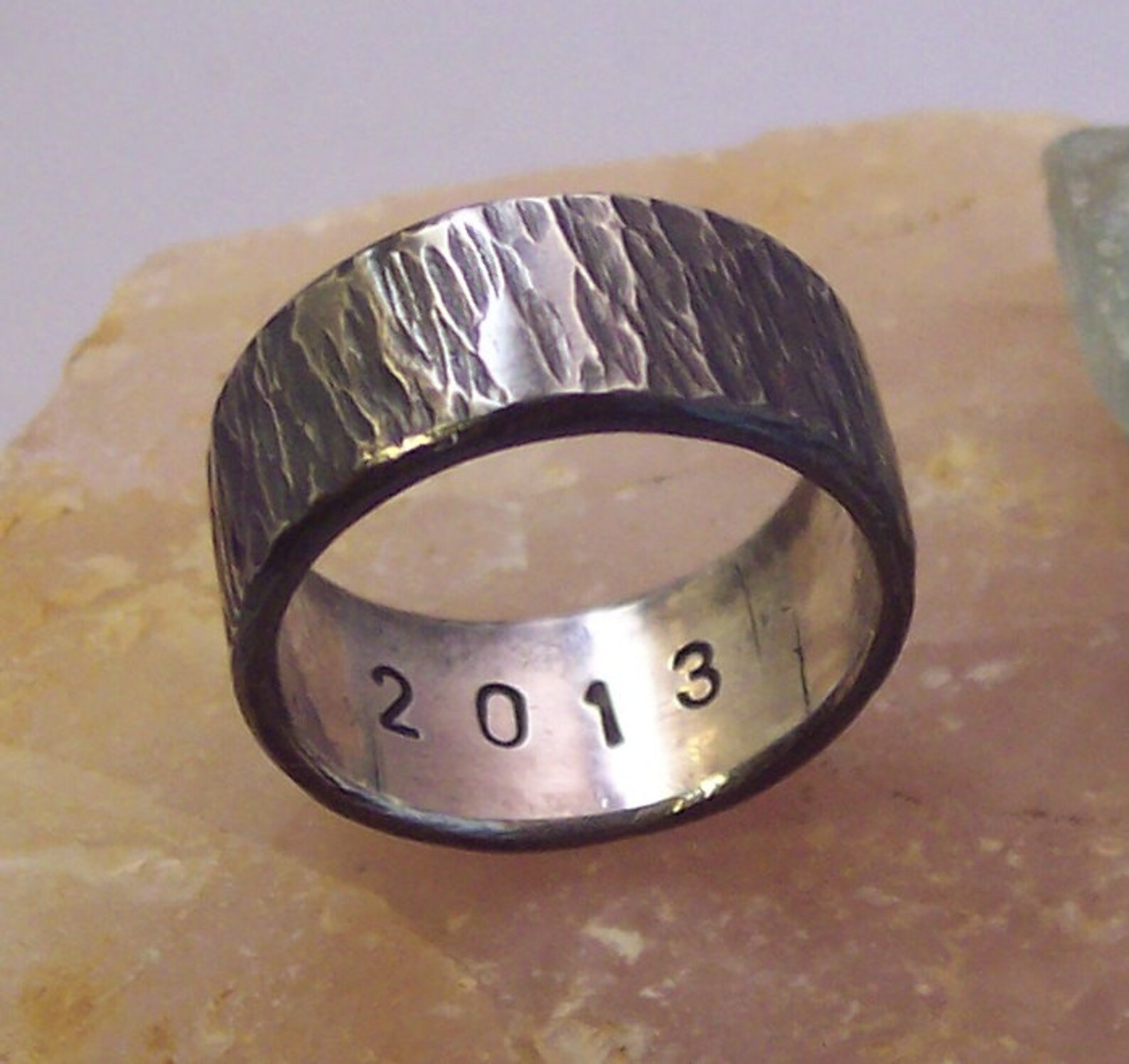 Sterling Silver Rustic Ring Mens Wedding Band Mens Rustic Ring | Etsy