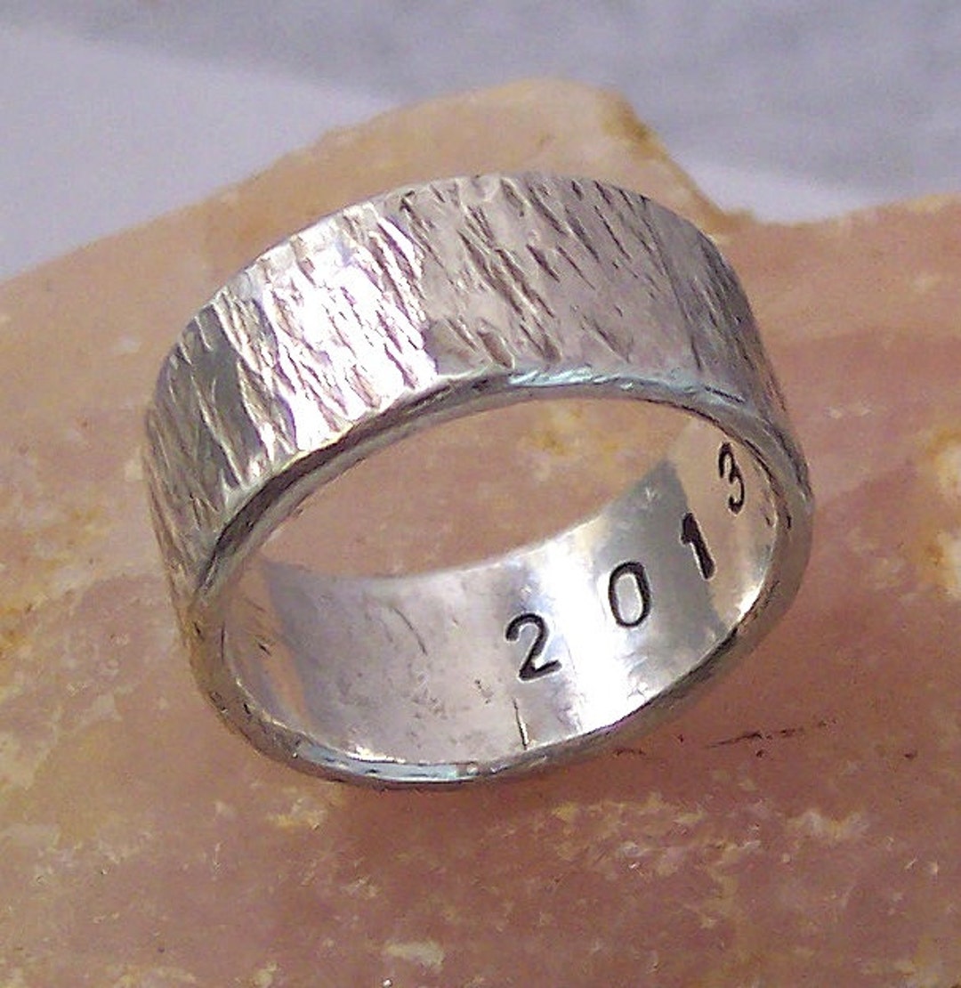 Sterling Silver Rustic Ring Mens Wedding Band Mens Rustic Ring Womens ...