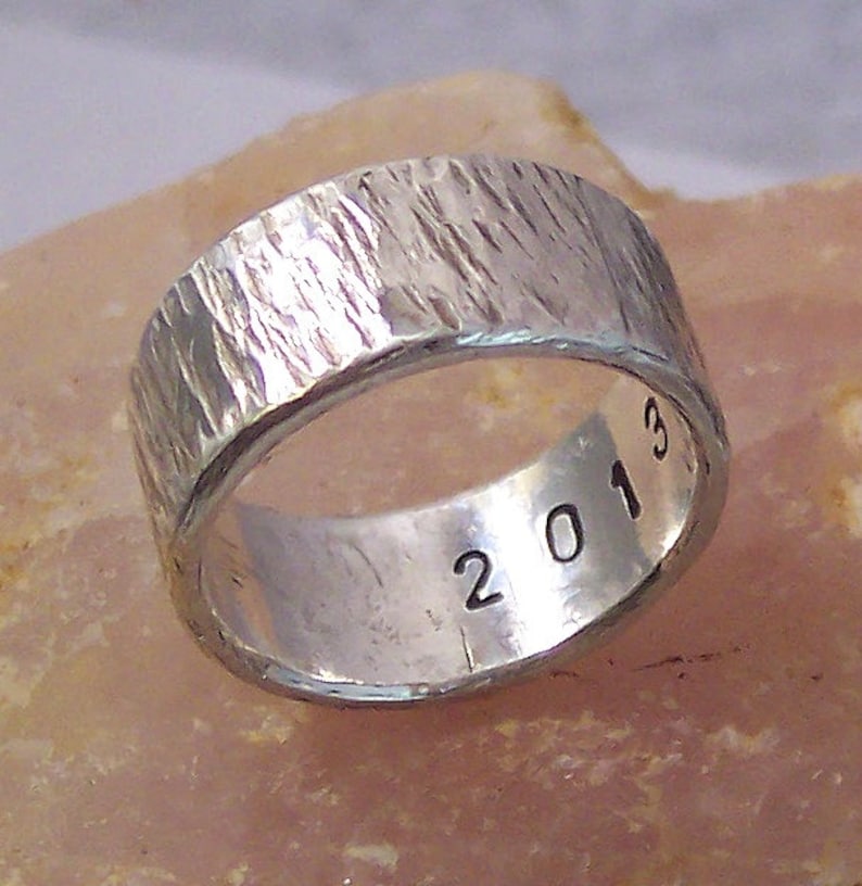 Sterling Silver Rustic Ring Mens Wedding Band Mens Rustic Ring - Etsy