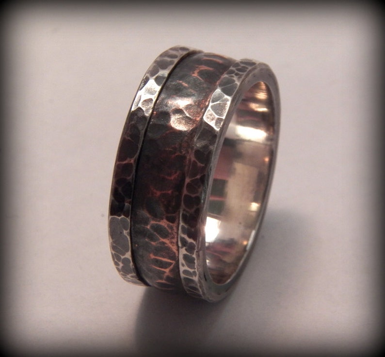 Rustic Sterling Silver and Copper Mixed Metal Ring Wedding - Etsy