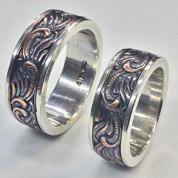 Paisley Wedding Ring Set - Etsy