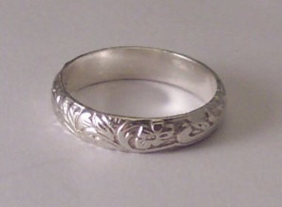 Sterling Silver Floral Patterned Band Ring. Great for Stacking With ...