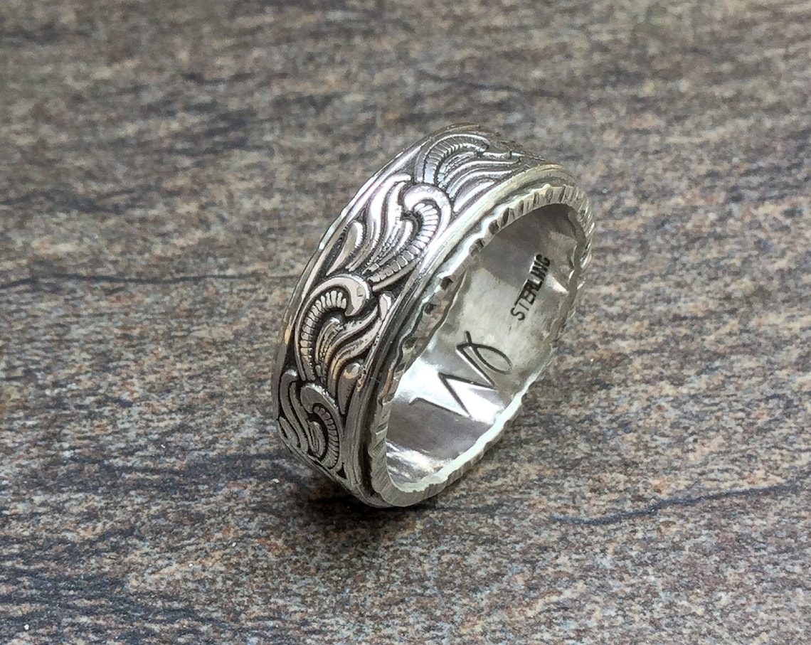 Paisley Western Silver Ring Rustic Sterling Silver Engagement Wedding ...