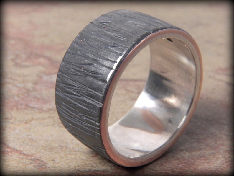 Blackened Copper and Sterling Silver Rustic Engagement Wedding - Etsy