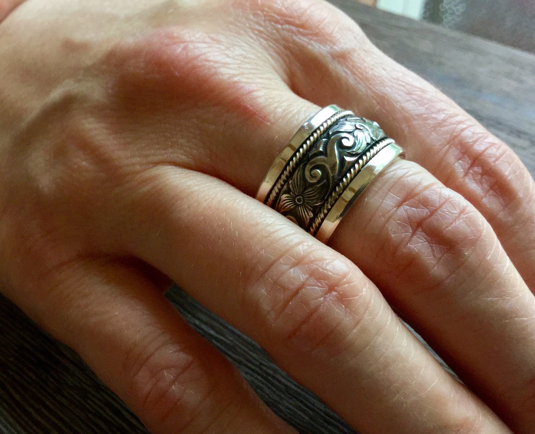 Sterling Silver Cowgirl Cowboy Western Wedding Ring Wide Ring - Etsy