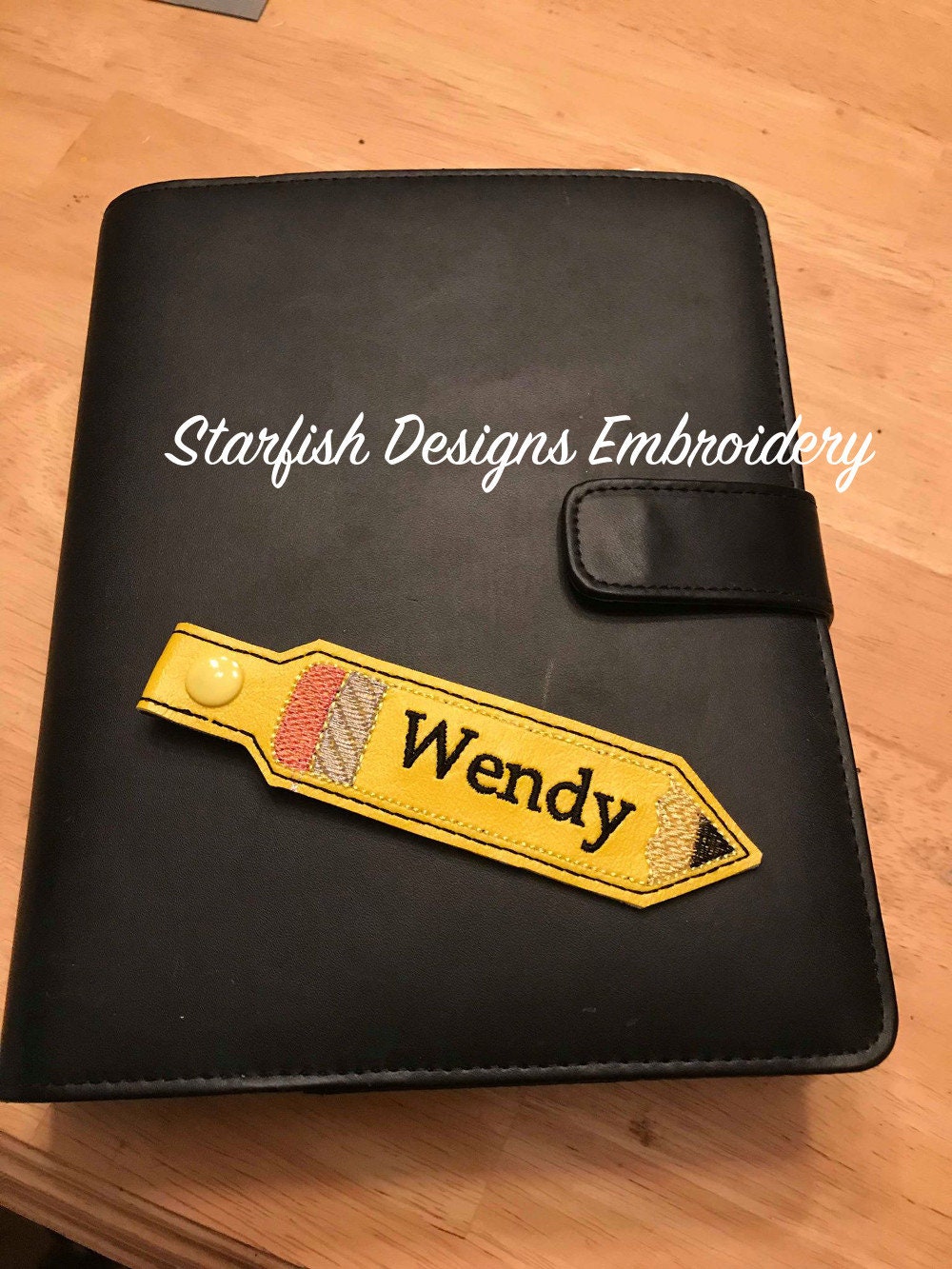 Pencil Snap Tab Embroidery Design in the Hoop Back to School Bag Tag ...