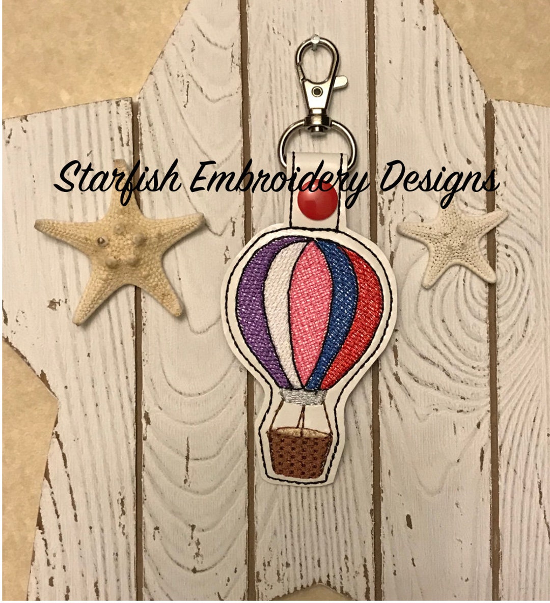 Hot Air Balloon Snap Tab Key Fob Embroidery Design in the Hoop - Etsy