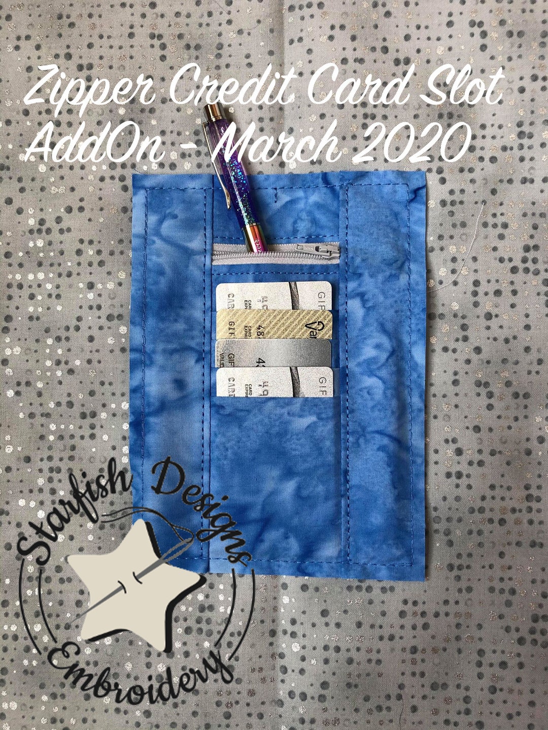 5x7 ONLY - Zipper Pocket in the Hoop ITH Credit Card Slot Add-on Lining ...