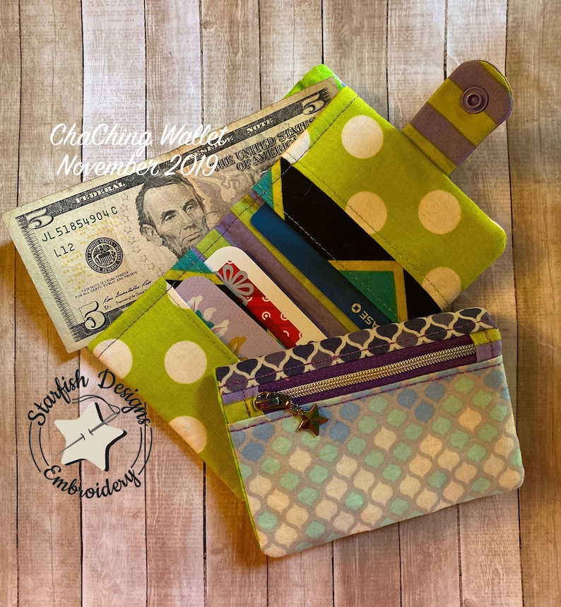 The Chaching Wallet - in the Hoop Wallet - 5x7 Hoop - Embroidery Design ...