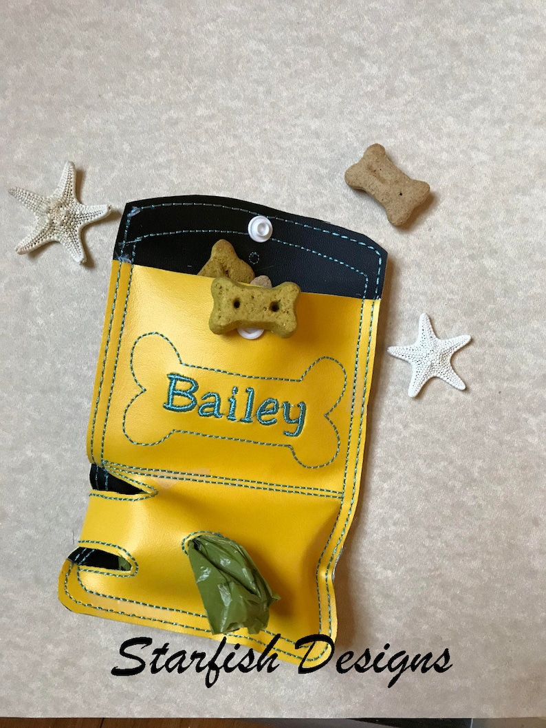 Doggie Poo Bag Holder With Treat Pocket ITH Embroidery Design - Etsy