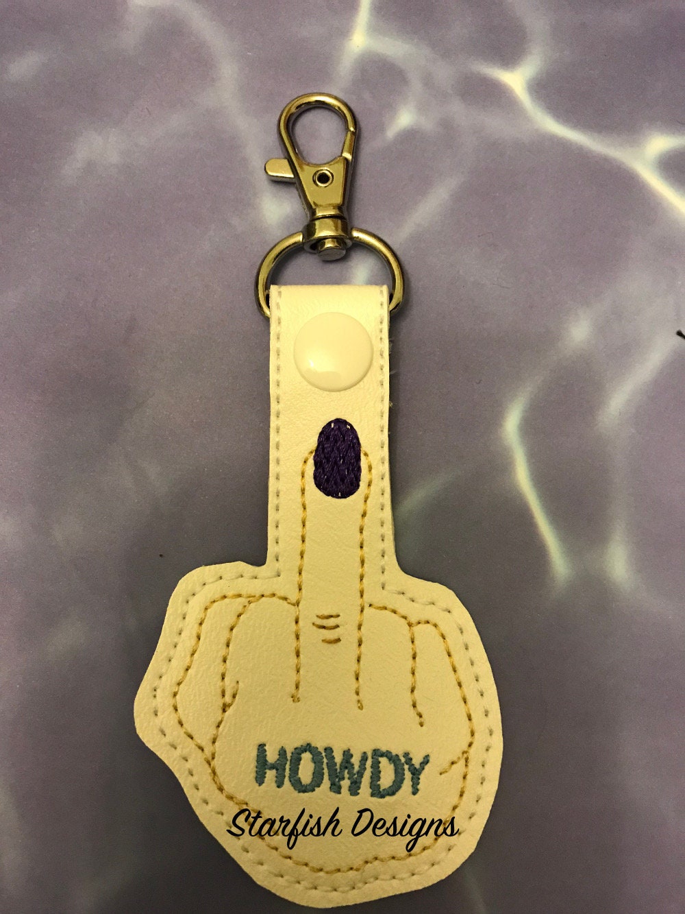 The Bird Middle Finger Snap Tab Key Fob Embroidery Design Adult - Etsy