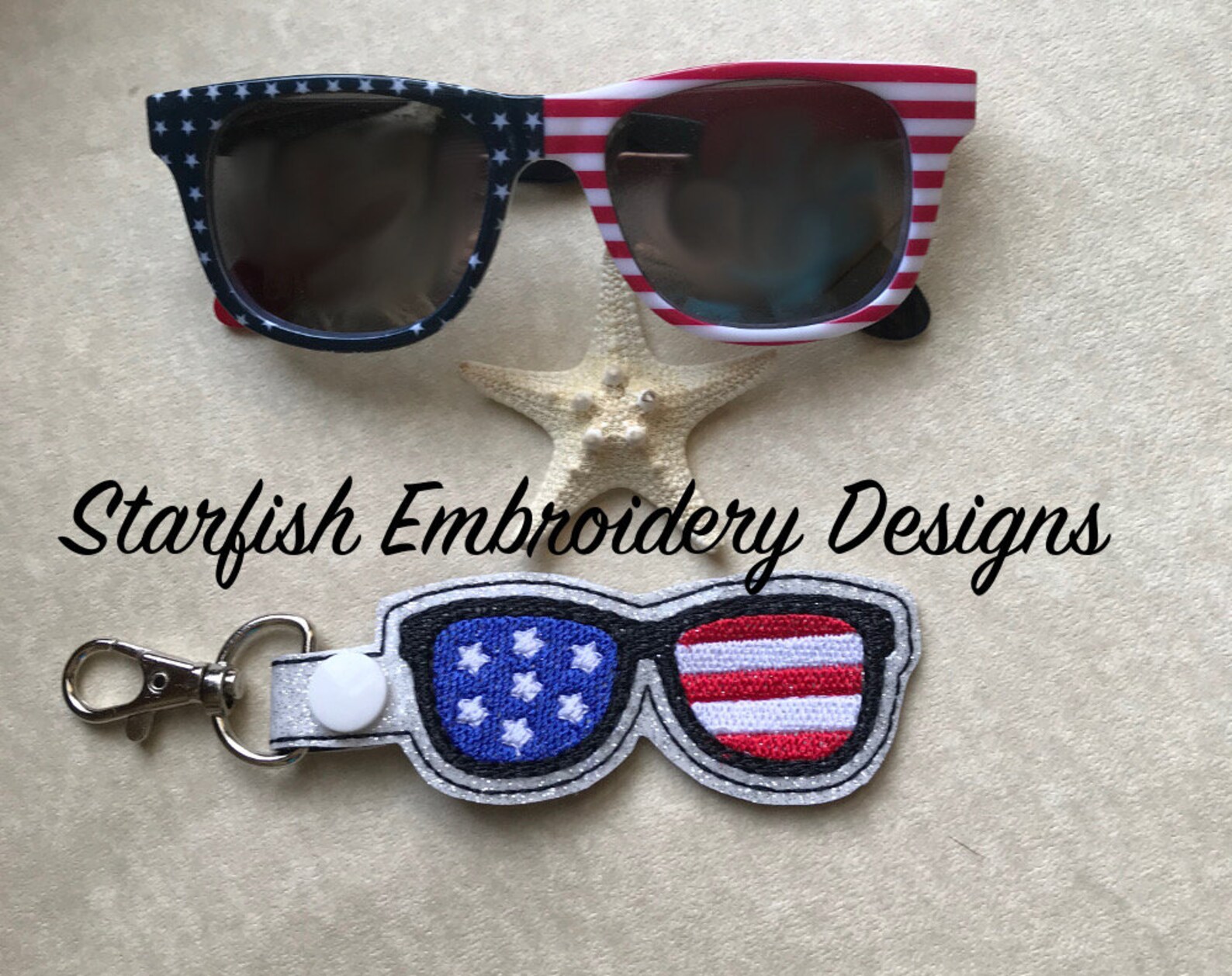 Starfish Designs' Sunglass Snap Tab Key Fob Applique and Filled ...