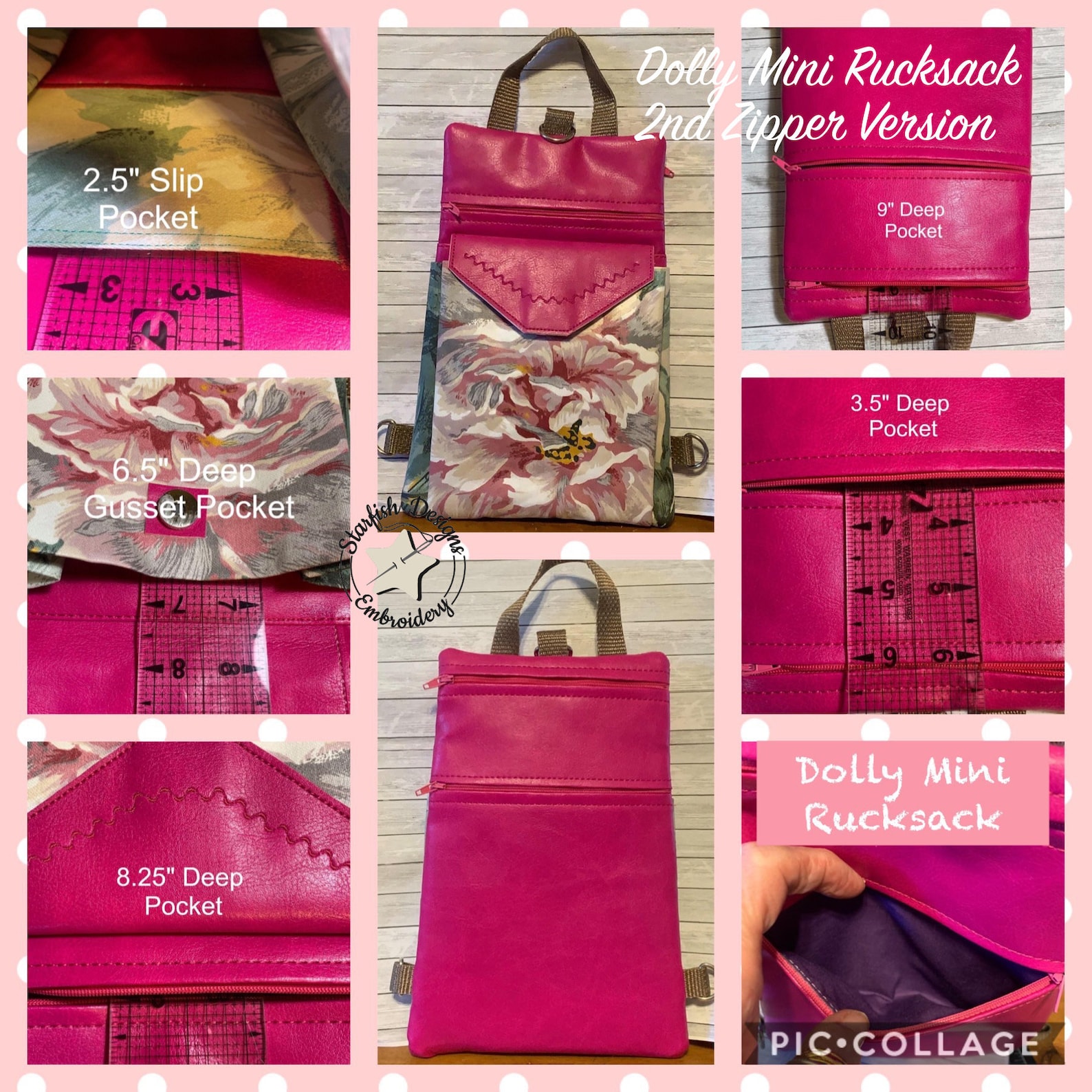 BUNDLE - Dolly Mini Rucksack Backpack - in the Hoop Zipper Bags - Lined ...