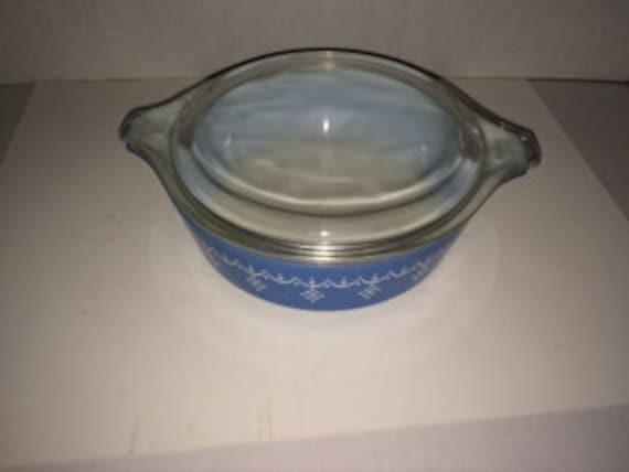 Vintage-pyrex-snowflake-blue 1 Pt-baking-dish With Glass Lid | Etsy
