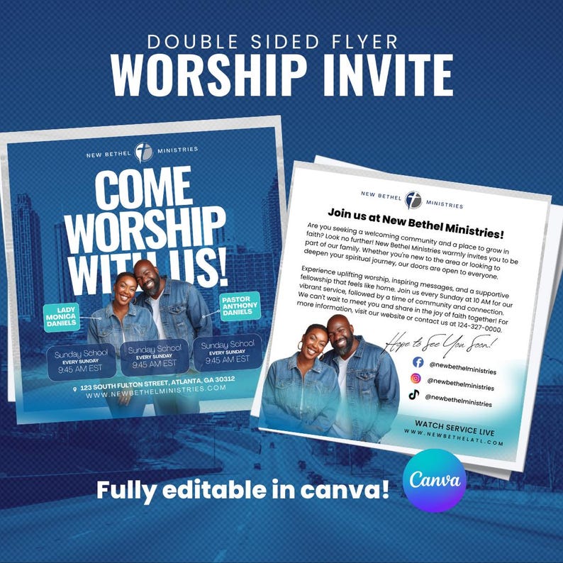 Worship Church Invite Invitation for Events, Conferences, Iteneraries ...