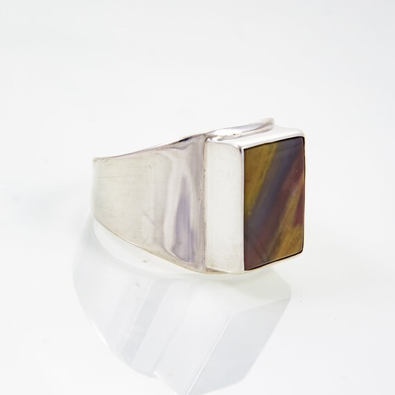 Size 12 Sterling Silver 925 Vintage Large Rectangular… - Gem