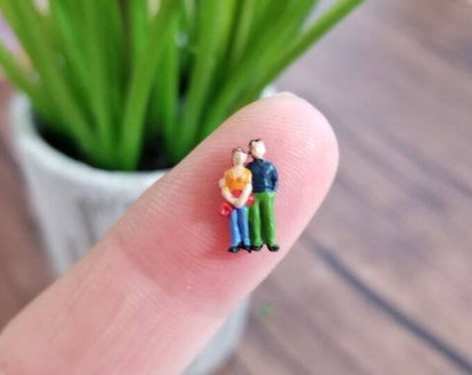 Small Micro Miniature Plastic People Couple Figure Diorama or Glass ...