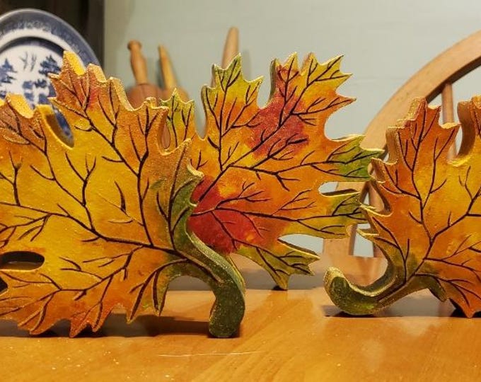 Hand Made Hand Painted Wooden Fall Leaf Decoration,wooden Stand up ...