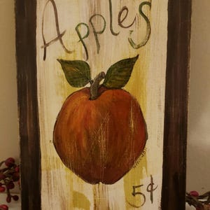 Hand Painted Rustic Farmhouse Apples Sign,apple Home Decor Sign ...
