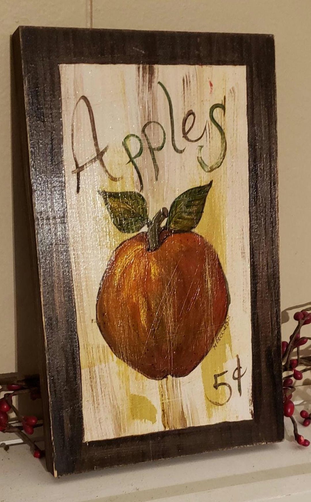 Hand Painted Rustic Farmhouse Apples Sign,apple Home Decor Sign ...