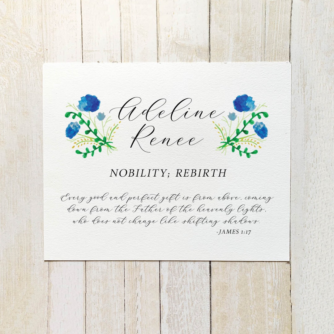 Custom Calligraphy Font and Watercolor Name Art, Name Meaning Art, Baby ...
