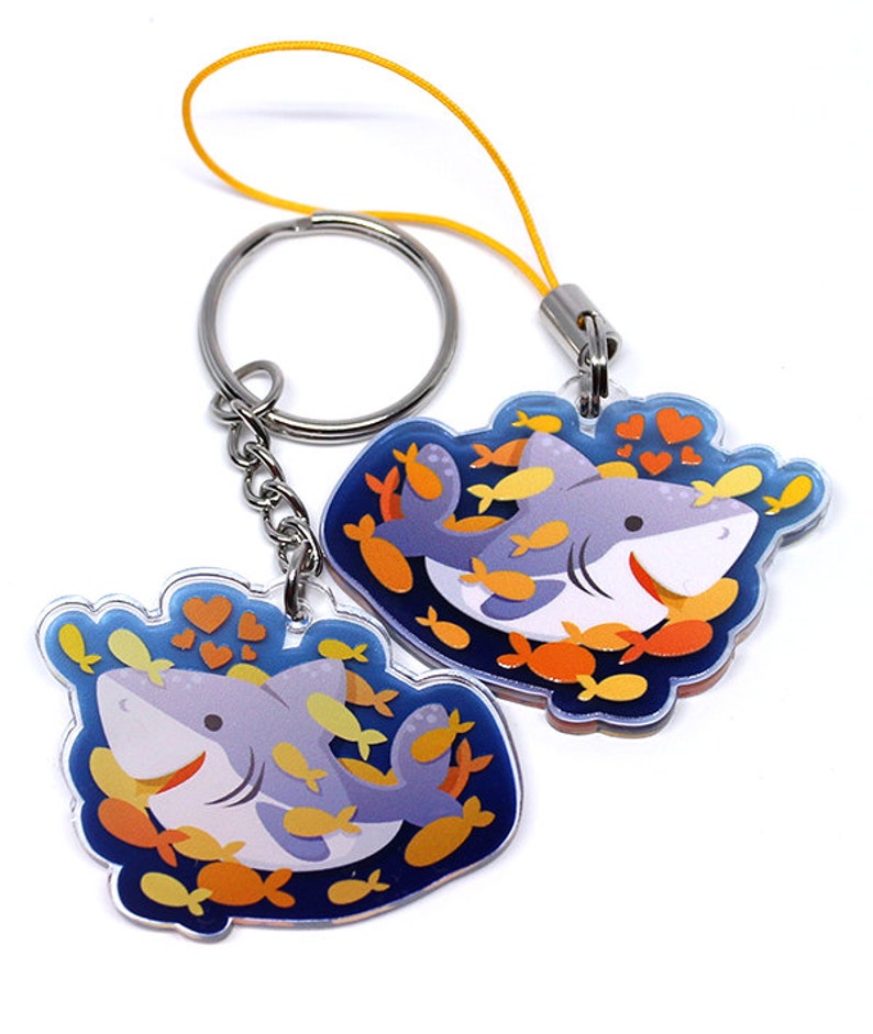 Kawaii Cute Acrylic Great White Shark Keychain Phone Charm - Etsy