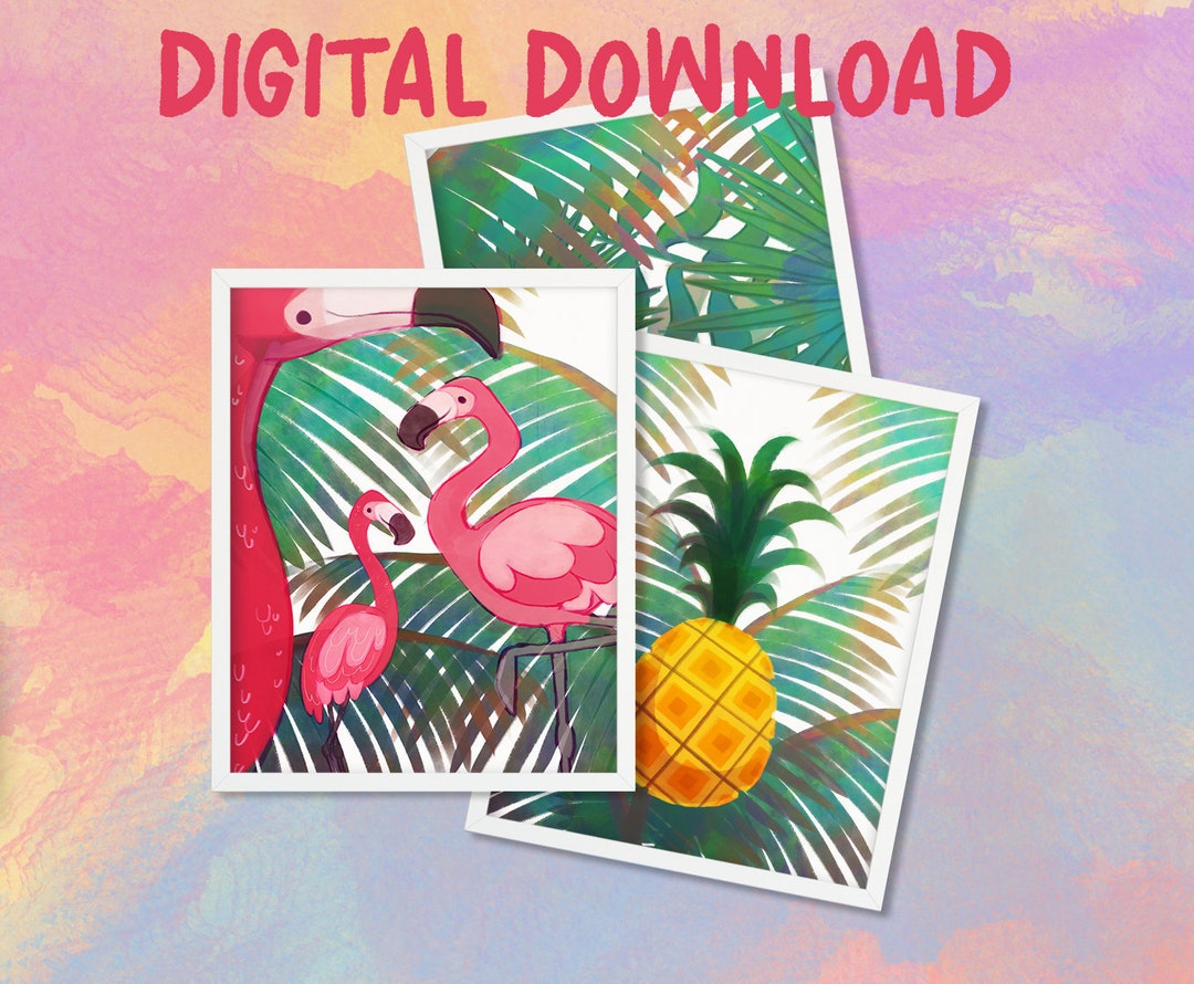 Printable Tropical Flamingo Art Print Set! Perfect Flamingo Decor for ...