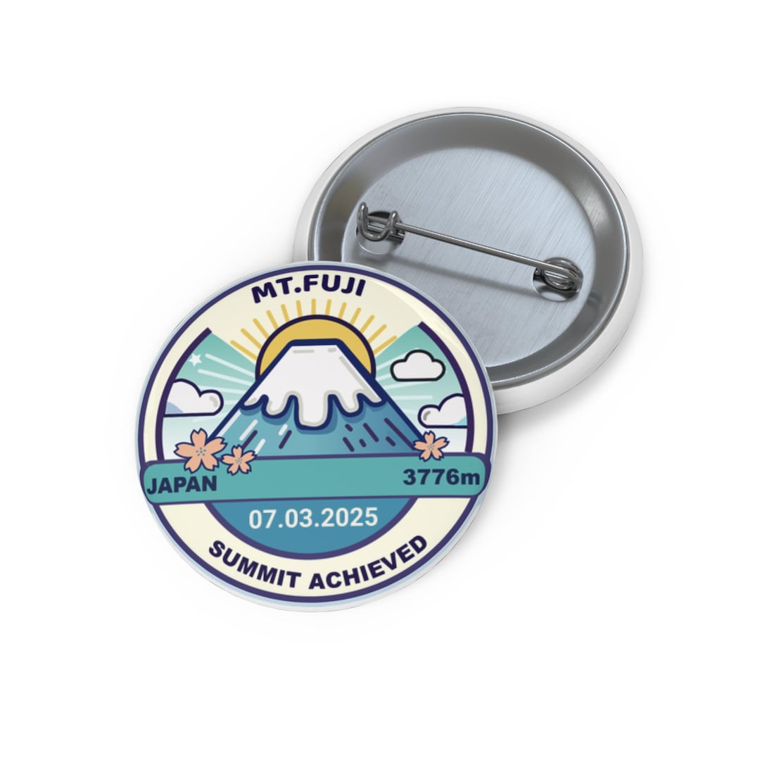 Mt. Fuji Summit Achieved Enamel Pin Button | Custom Pin Button, Japan ...