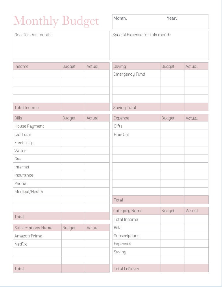 Monthly Budget Planner PDF Excel Budget Money - Etsy Canada