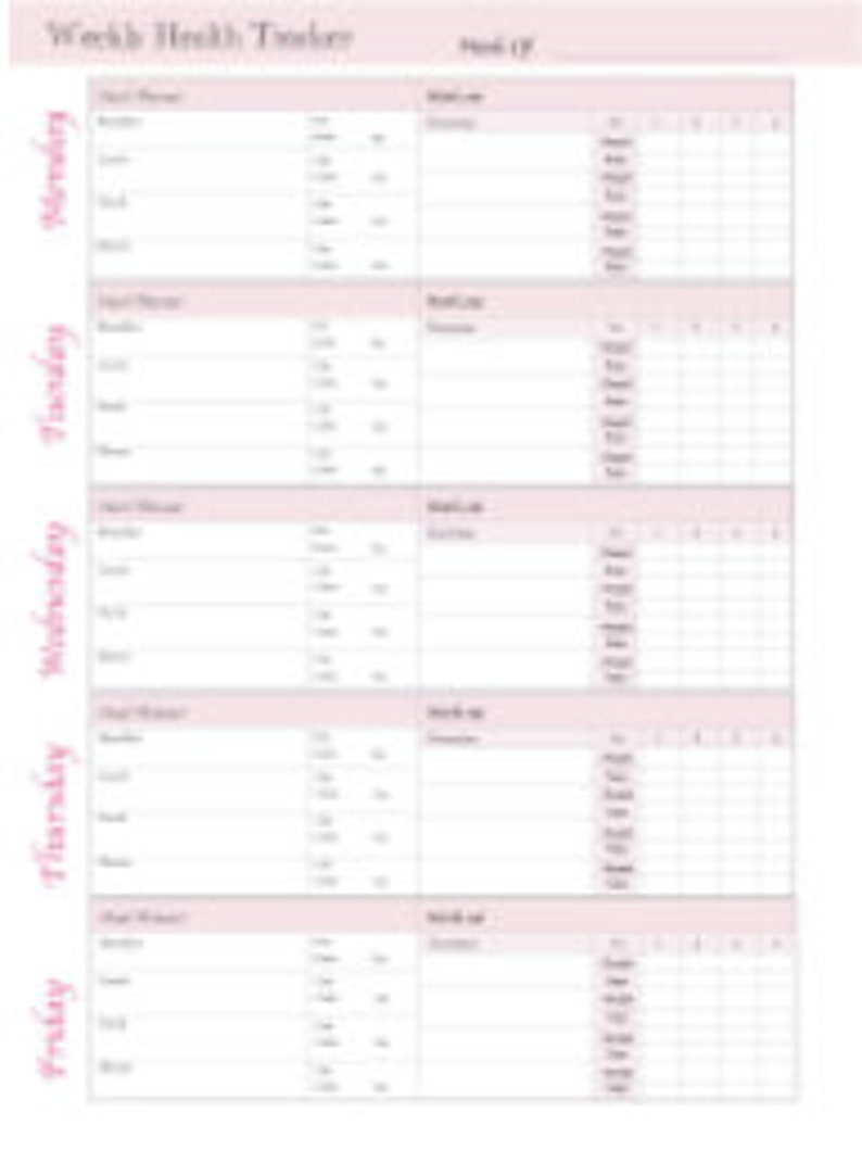 Downloadable Workout Planner Pink - Etsy