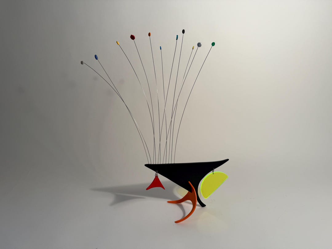 Modern Kinetic Art Stabile: "spring Chicken" Tabletop Sculpture - Etsy