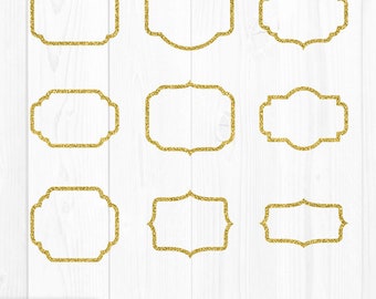 Circle Oval Gold frames Glitter Clipart Digital Gold frames | Etsy