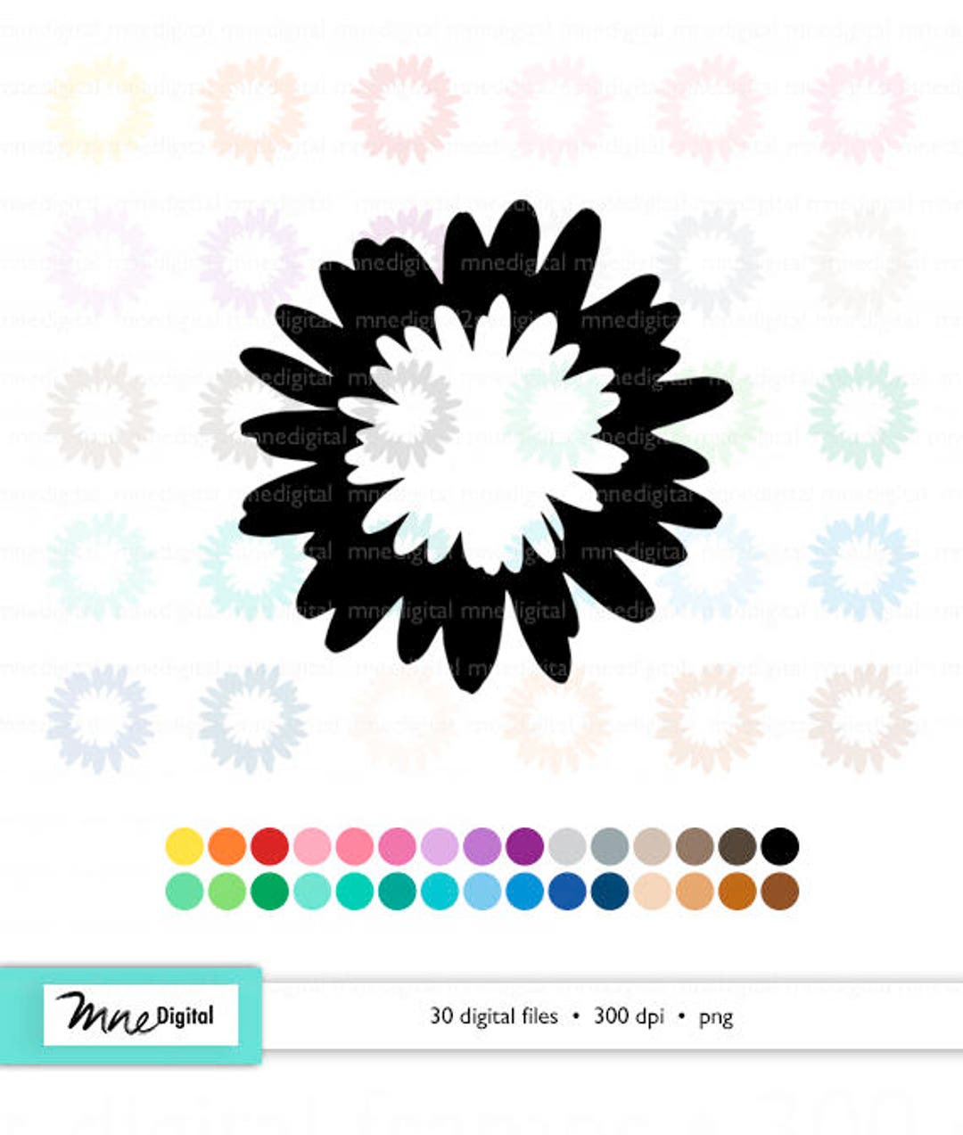 Flower Frame Clipart, Digital Flower Frame Art, Flower Frame Rainbow ...