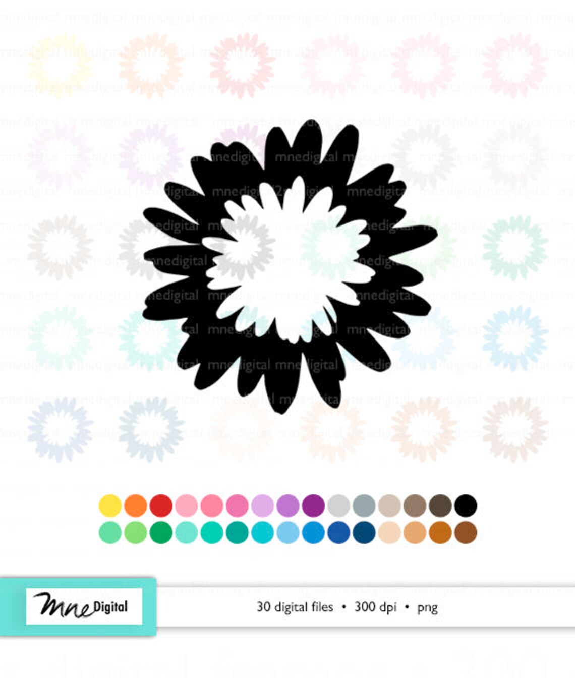 Flower Frame Clipart, Digital Flower Frame Art, Flower Frame Rainbow ...