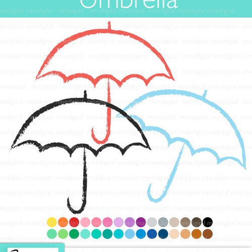 Umbrella Clipart Clip Art Rainbow Umbrellas Bright Colors - Etsy