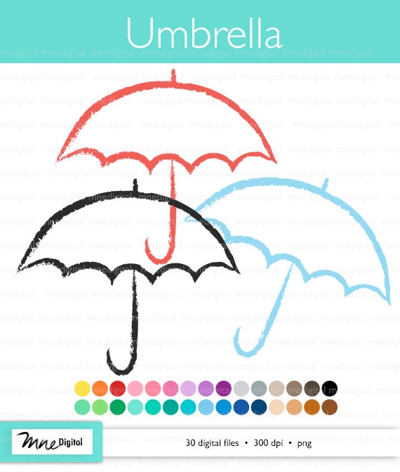Umbrella Clip Art Digital Umbrella Clipart Multiple Colors | Etsy