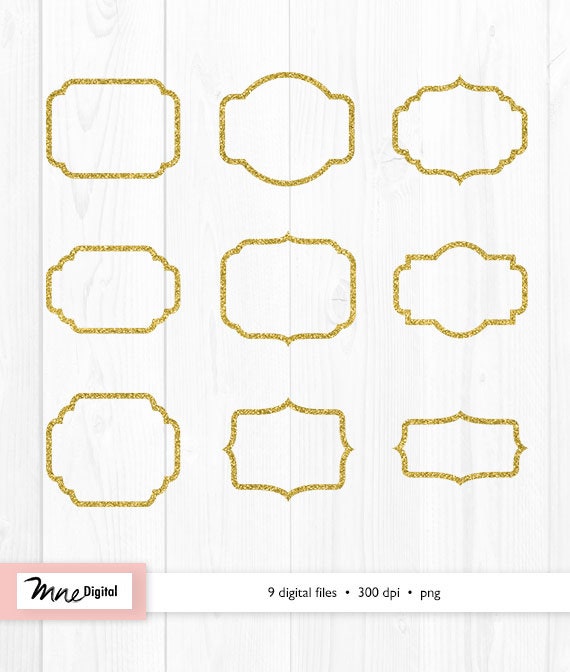 Digital Gold Glitter Transparent Frames, Gold Transparent Frames, Gold ...