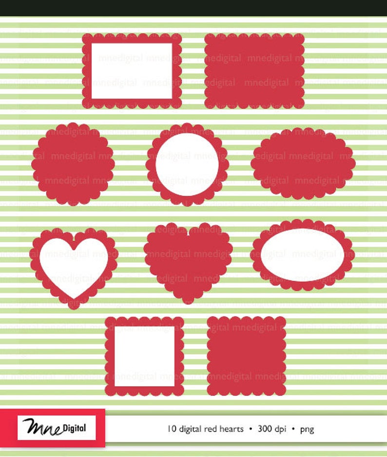Red Digital Scalloped Frames Printable Instant Digital - Etsy