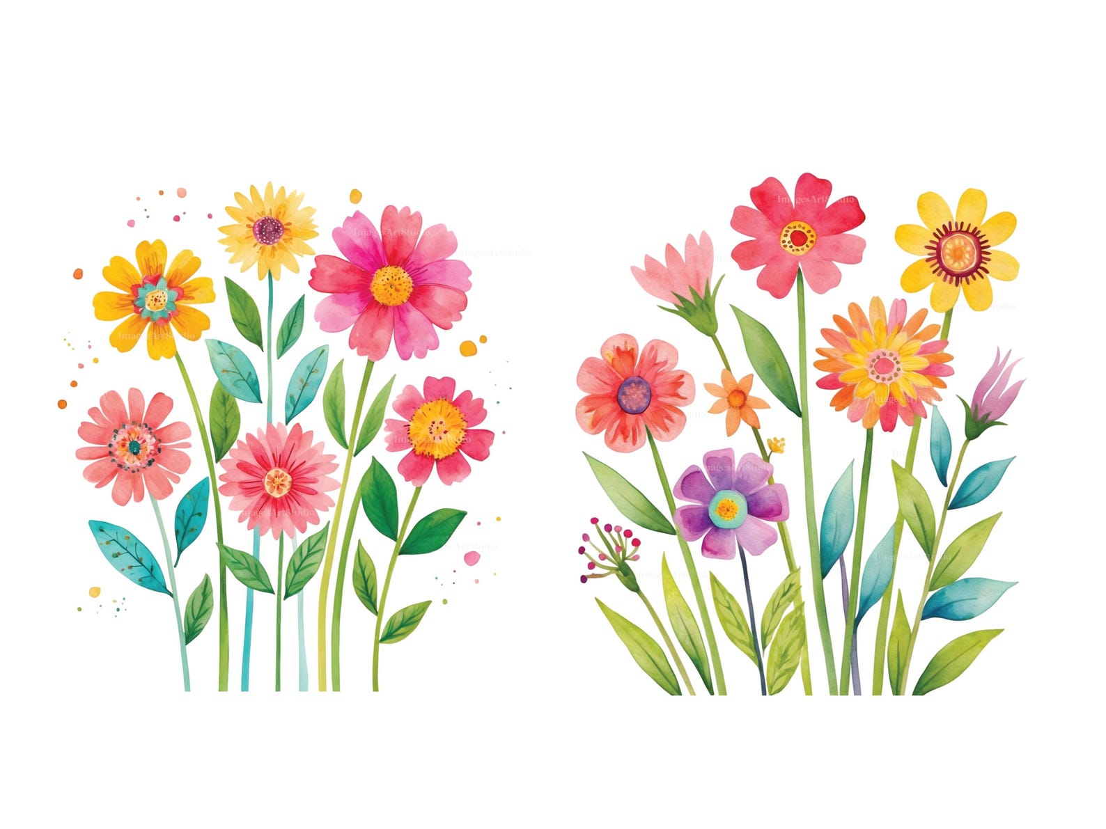 8 Flowers Clipart, Artsy Clipart Flowers, Colorful Flowers Clip Art ...