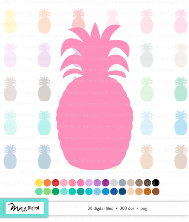 Pineapple Clipart, Digital Pineapple Art, Pineapple Rainbow Colors ...